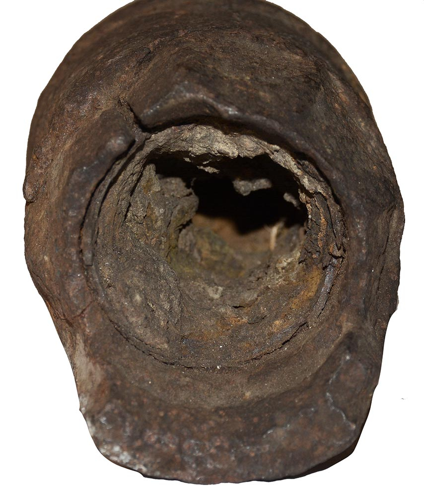 EXPLODED CONFEDERATE 3” READ SHELL FIRED INTO THE U.S.S. COMMODORE HULL ...