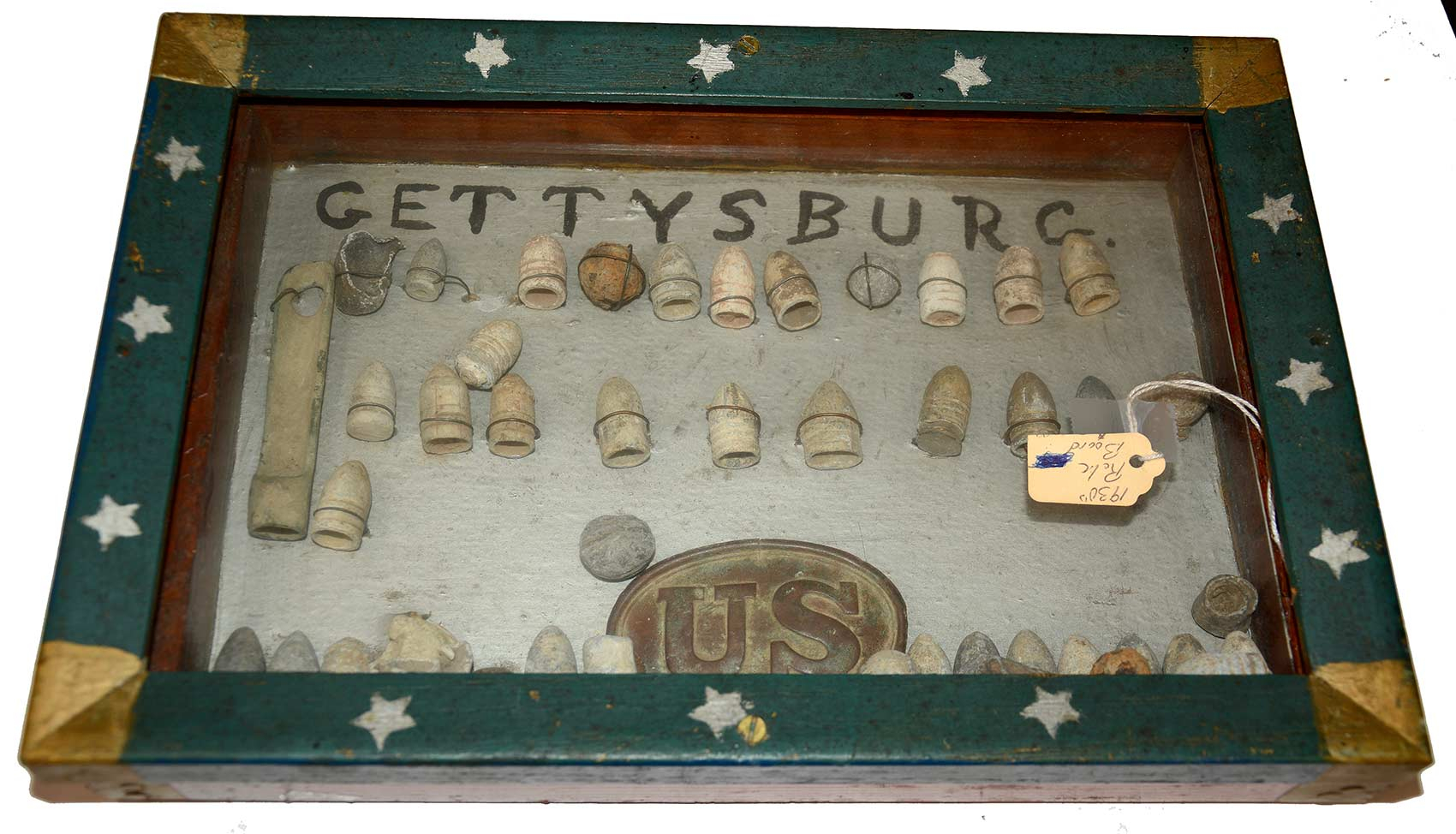 GETTYSBURG RELIC BOARD/SHADOW BOX - BILL GAVIN COLLECTION — Horse Soldier