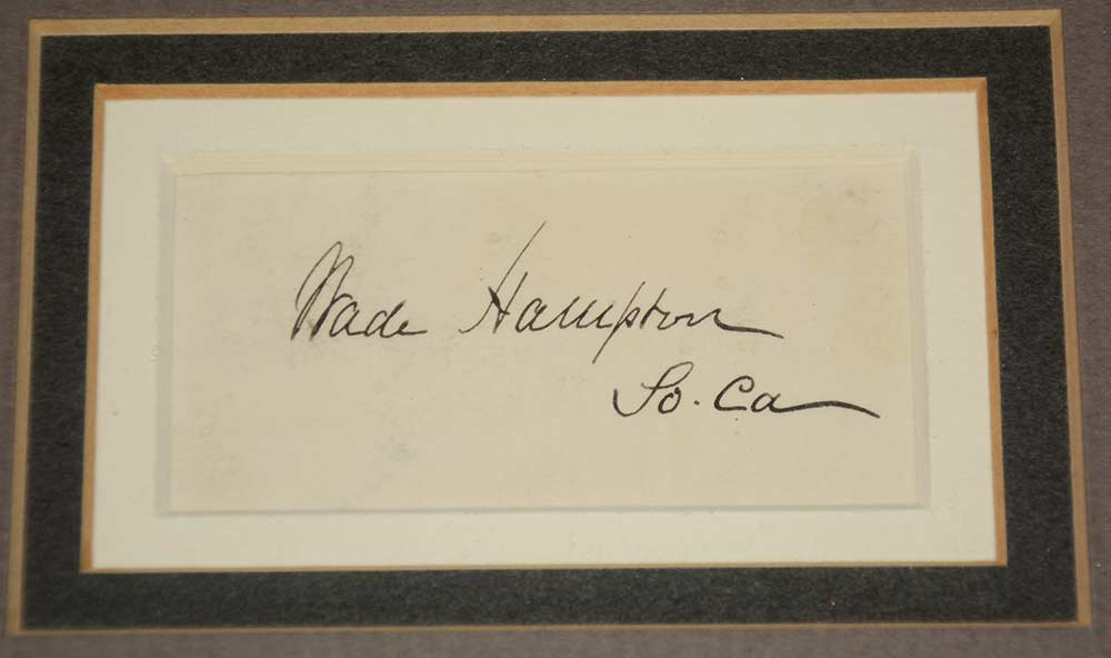 WADE HAMPTON, CSA GENERAL - PORTRAIT ETCHING AND CUT SIGNATURE — Horse ...
