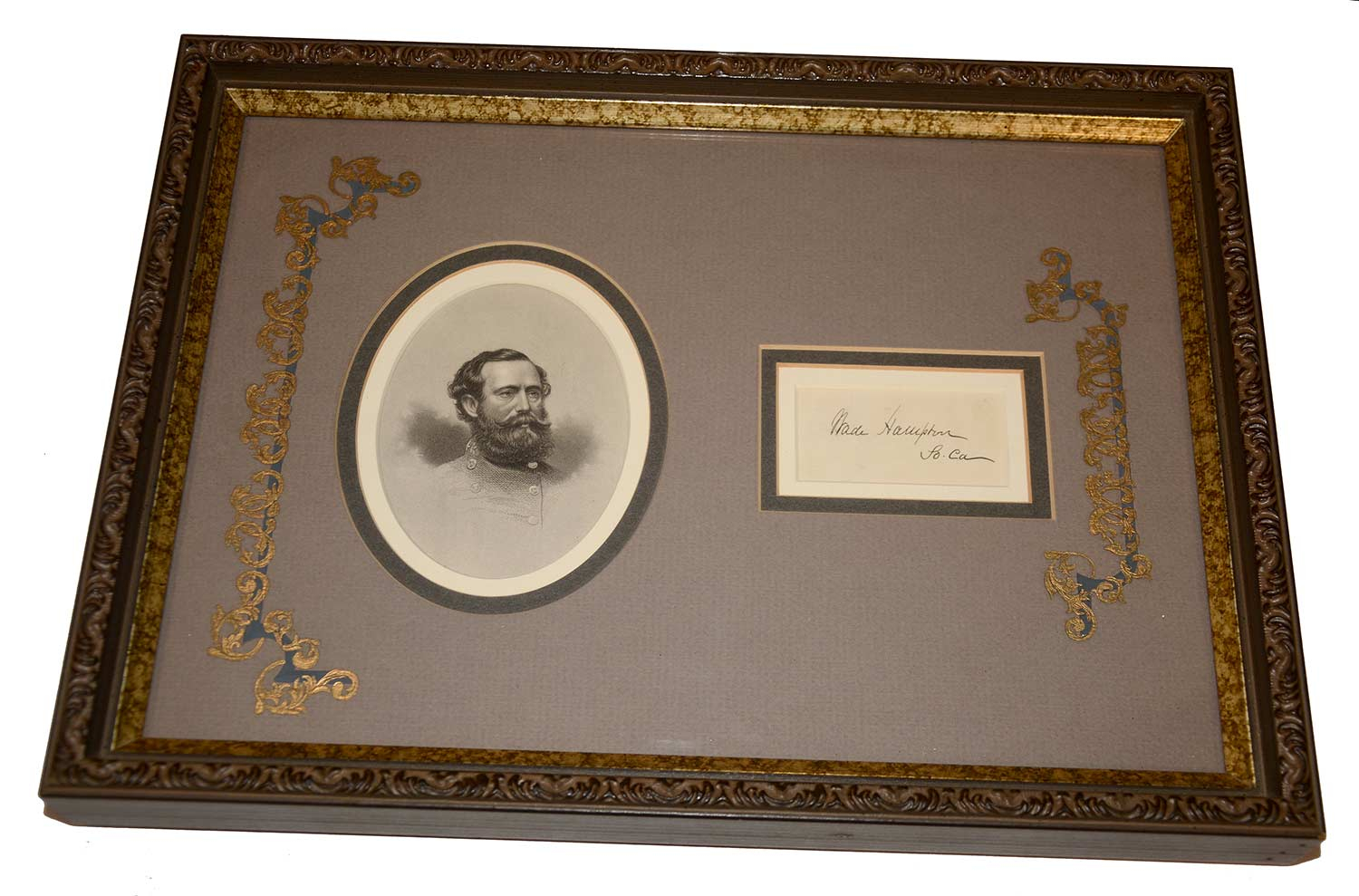 WADE HAMPTON, CSA GENERAL - PORTRAIT ETCHING AND CUT SIGNATURE — Horse ...