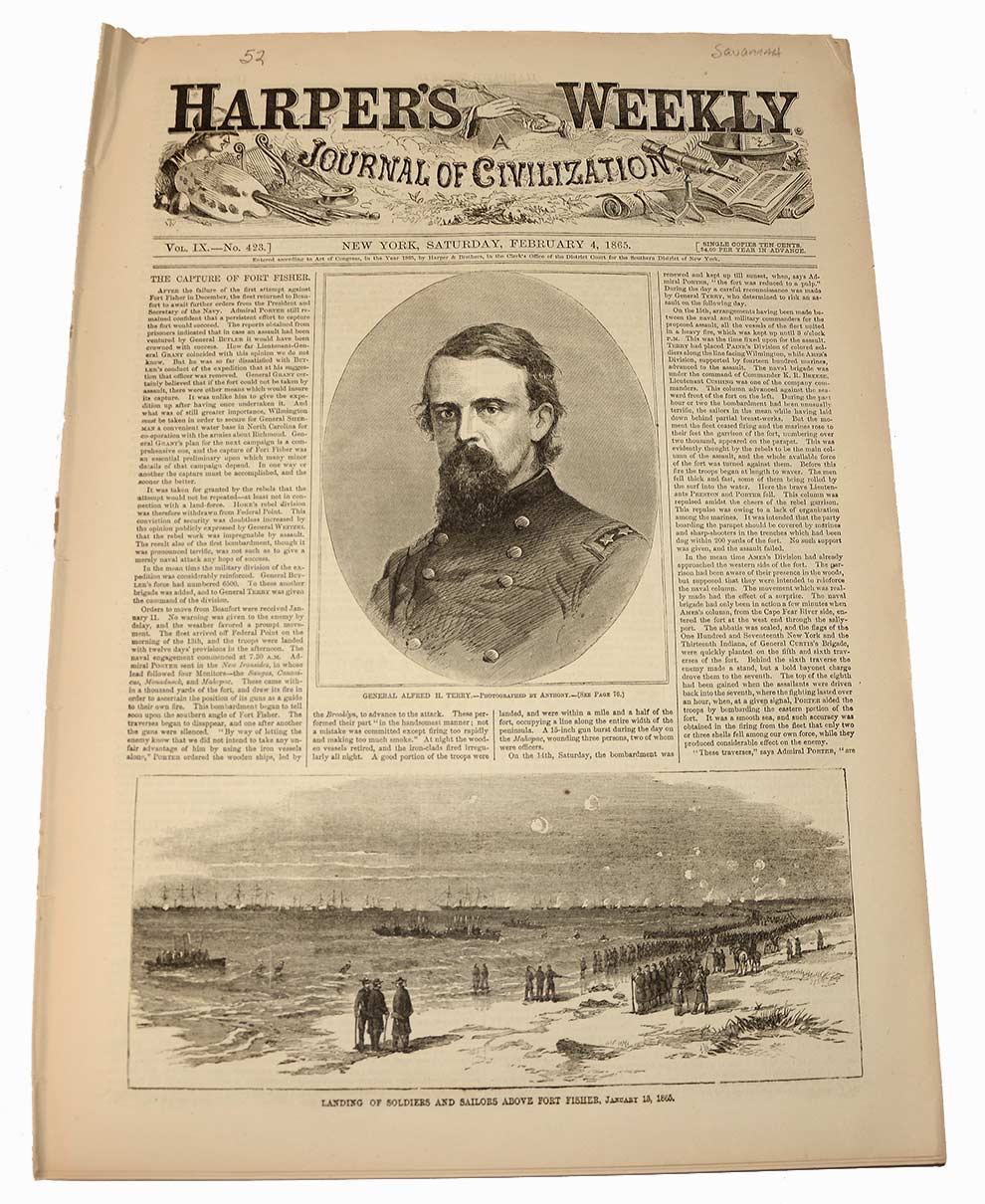 HARPER’S WEEKLY, NEW YORK, FEBRUARY 4, 1865 – FORT FISHER — Horse Soldier