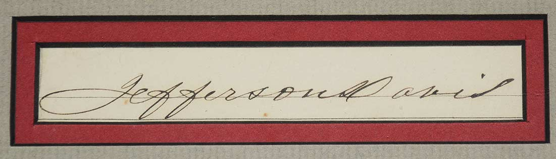 FRAMED JEFFERSON DAVIS CLIPPED SIGNATURE AND LITHOGRAPH — Horse Soldier
