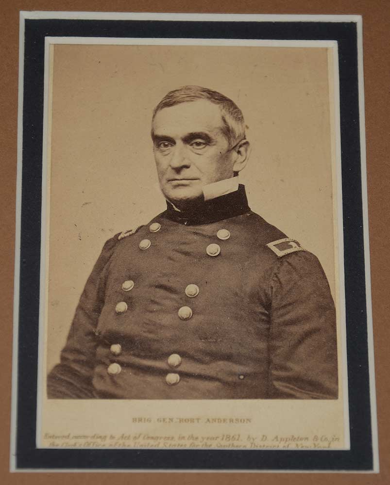 FRAMED GENERAL ROBERT ANDERSON, USA CARTE DE VISITE, SIGNED NOTE, AND ...