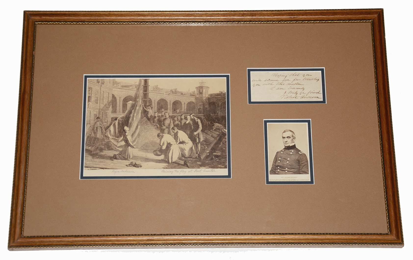 FRAMED GENERAL ROBERT ANDERSON, USA CARTE DE VISITE, SIGNED NOTE, AND ...