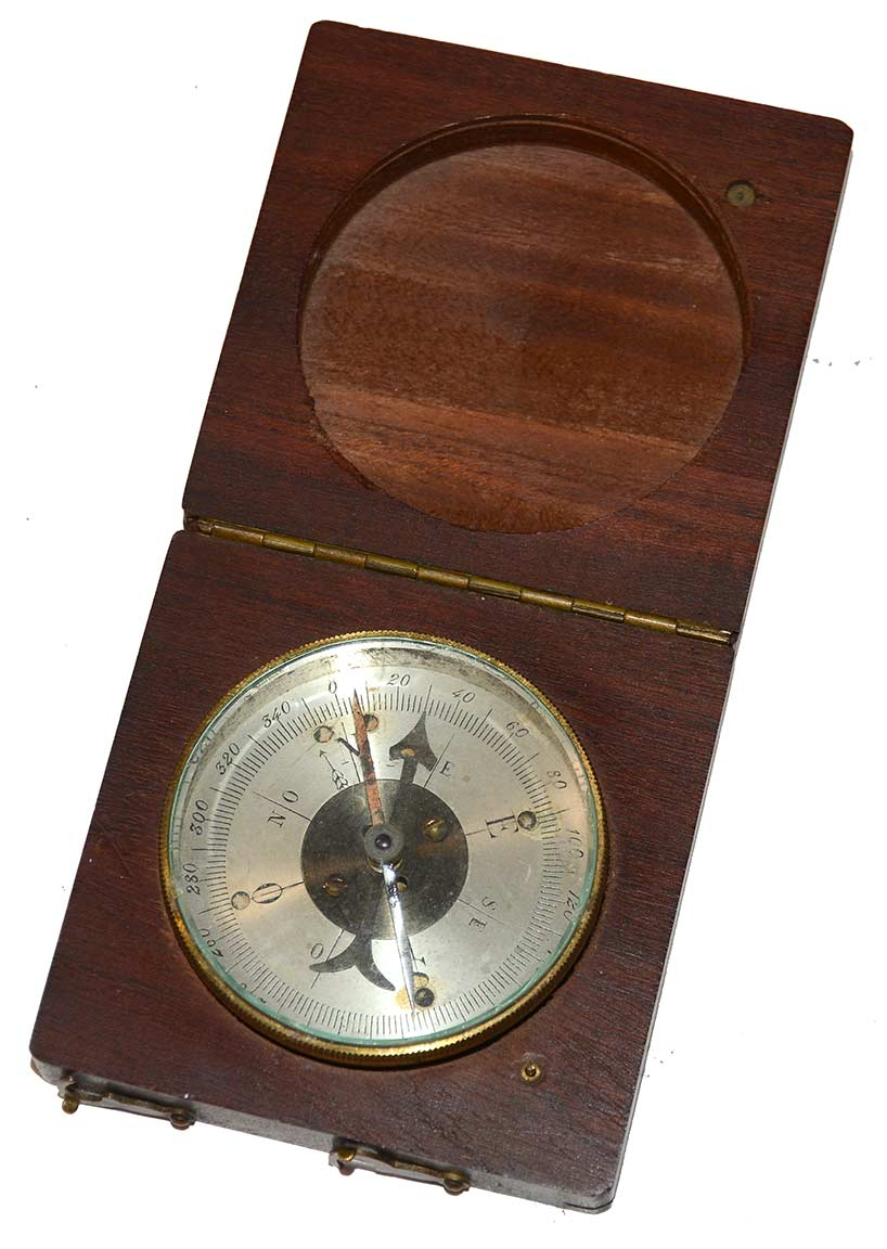 19TH CENTURY CASED COMPASS – NORTH, SOUTH, EAST, OCCIDENT — Horse Soldier