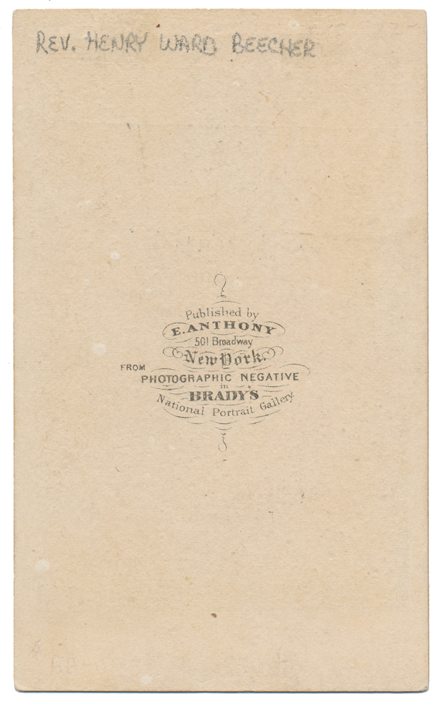 SEATED VIEW OF REV. HENRY WARD BEECHER — Horse Soldier