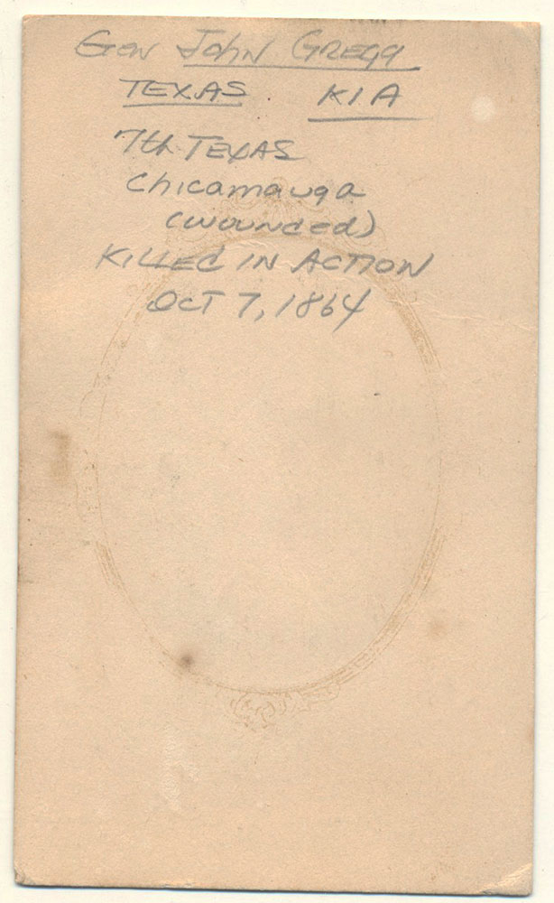 CDV OF CONFEDERATE GENERAL JOHN GREGG — Horse Soldier