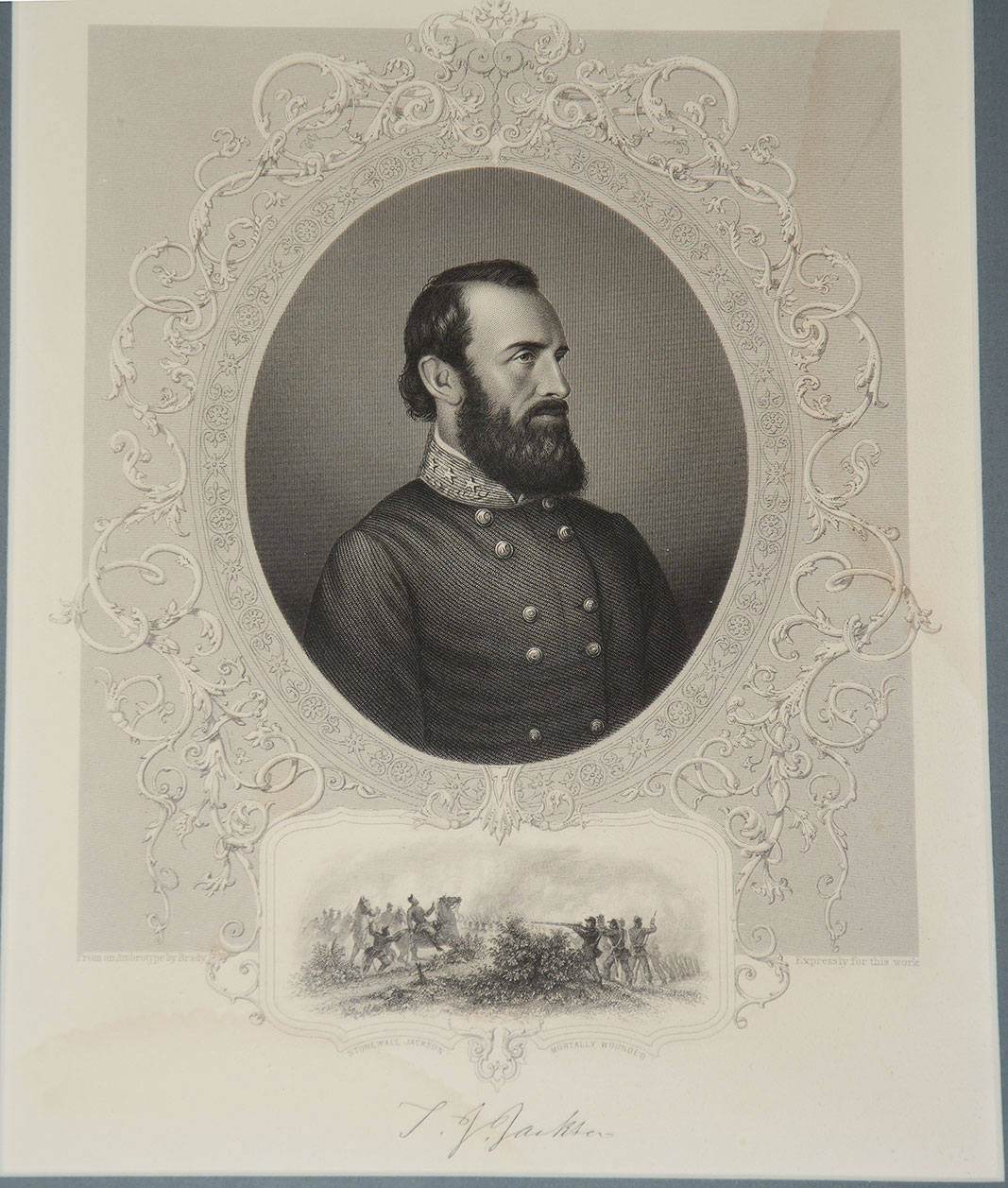 PAIR OF FRAMED ENGRAVINGS OF CS GENERALS ROBERT E. LEE AND STONEWALL ...