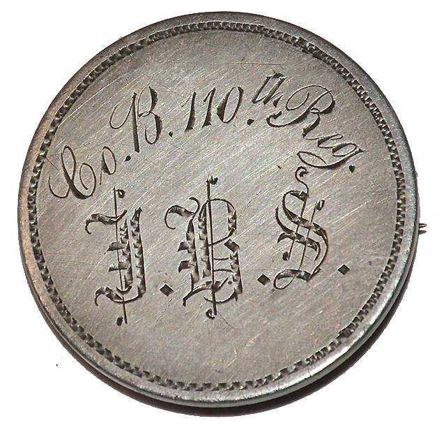 SILVER ID DISC FOR 110TH INDIANA OFFICER - MADE FROM A COIN — Horse Soldier