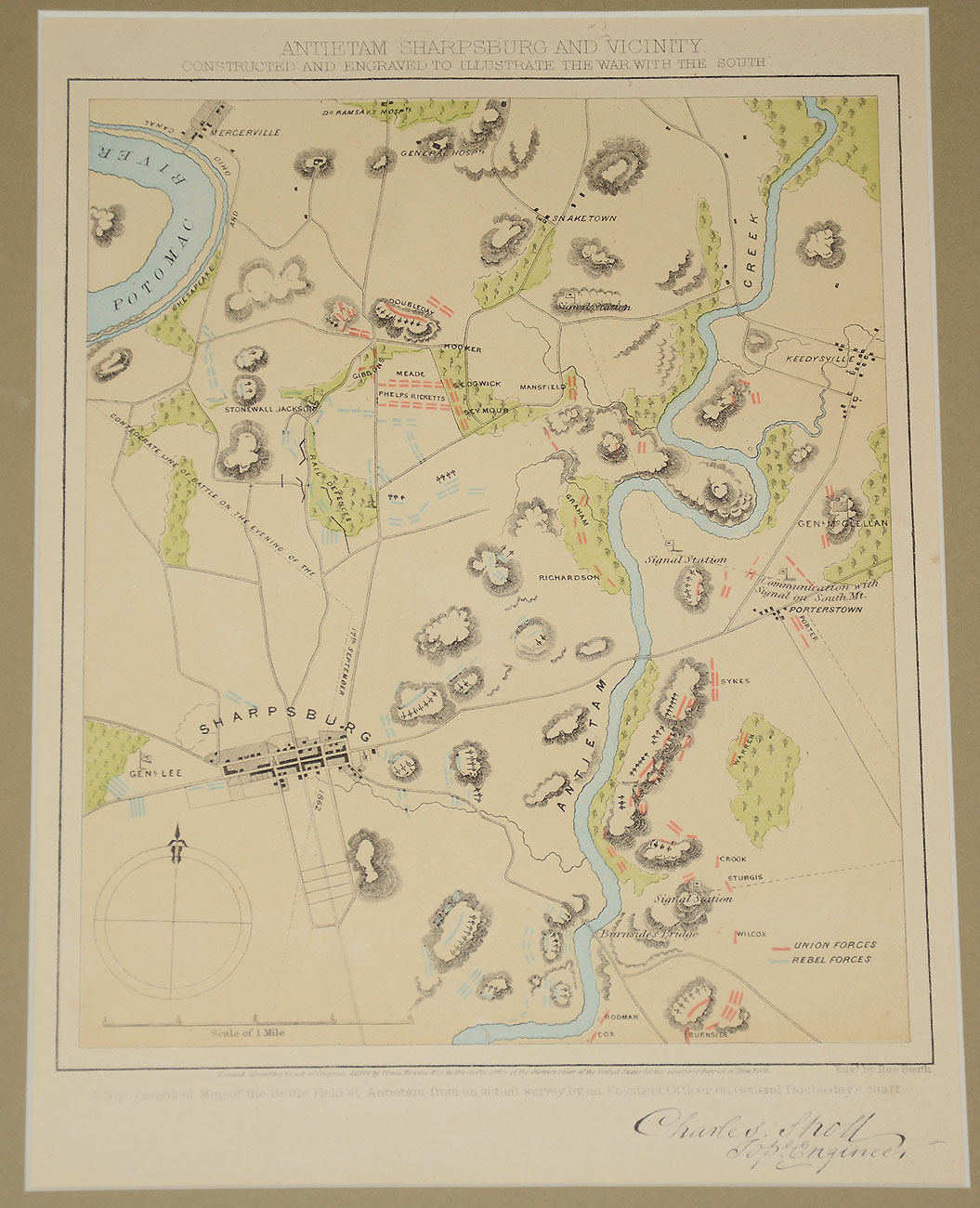 COLORED TOPOGRAPHICAL MAP - “ANTIETAM SHARPSBURG AND VICINITY” — Horse ...