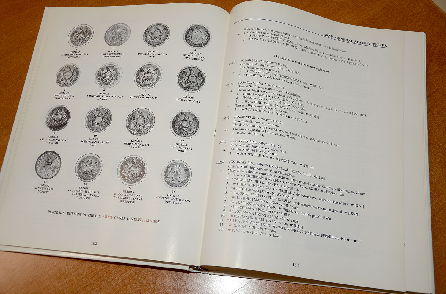 NICE COPY OF “UNIFORM BUTTONS OF THE UNITED STATES, 1776-1865” — Horse ...
