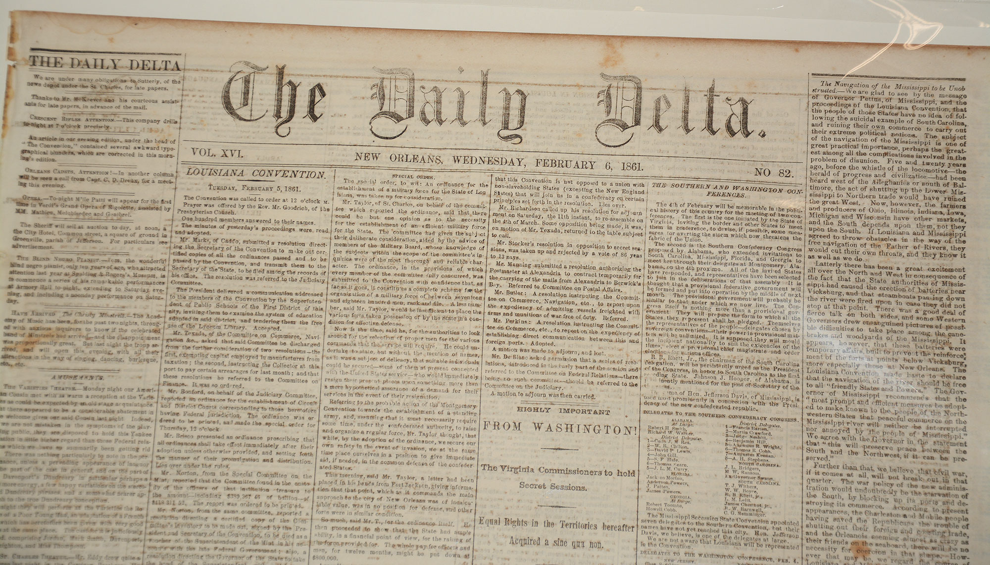 NEW ORLEANS “DAILY DELTA NEWSPAPER”—FEBRUARY 6, 1861 — Horse Soldier