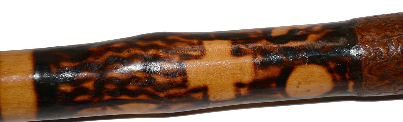 PYROGRAPHY CANE MADE FROM WOOD ON LITTLE ROUND TOP, WITH CORPS BADGES ...