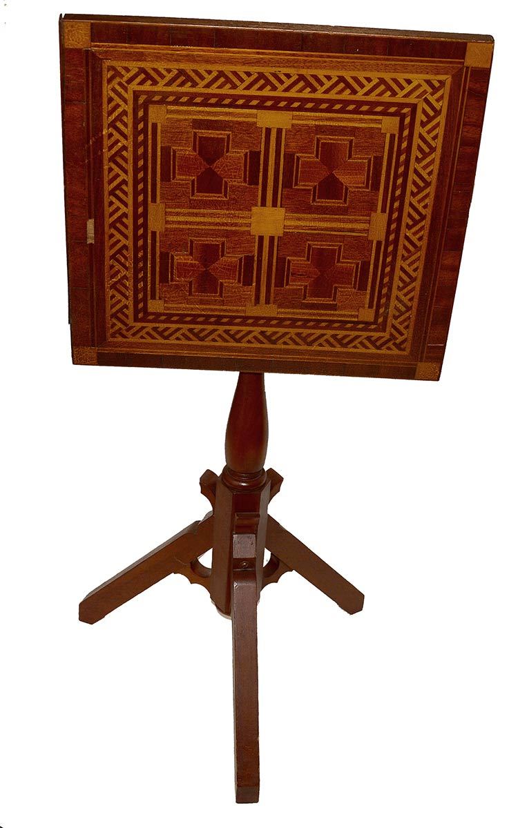 DECORATIVE INLAID TILT-TOP TABLE MADE IN 1913 FOR A GETTYSBURG RESIDENT ...