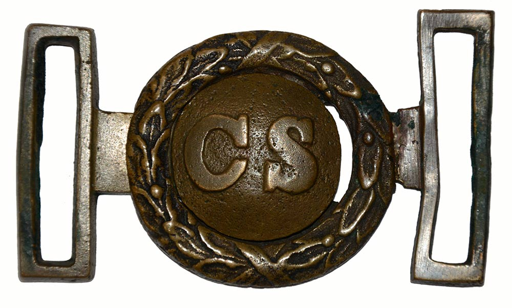 TWO PIECE “CS” PLATE WITH REPAIR — Horse Soldier