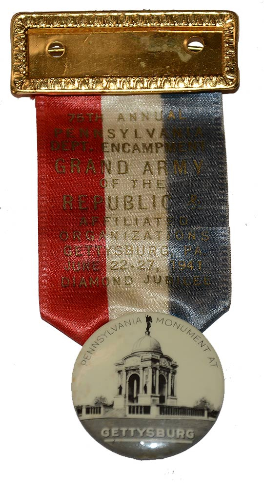 1941 DEPARTMENT OF PENNSYLVANIA GETTYSBURG REUNION BADGE — Horse Soldier