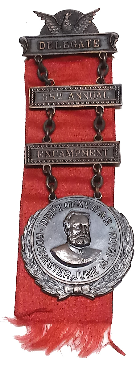 1904 DEPARTMENT OF NEW YORK GAR BADGE — Horse Soldier
