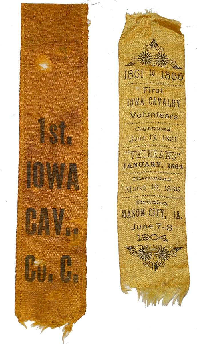 1st IOWA CAVALRY RIBBON AND GAR MEDAL GROUPING — Horse Soldier