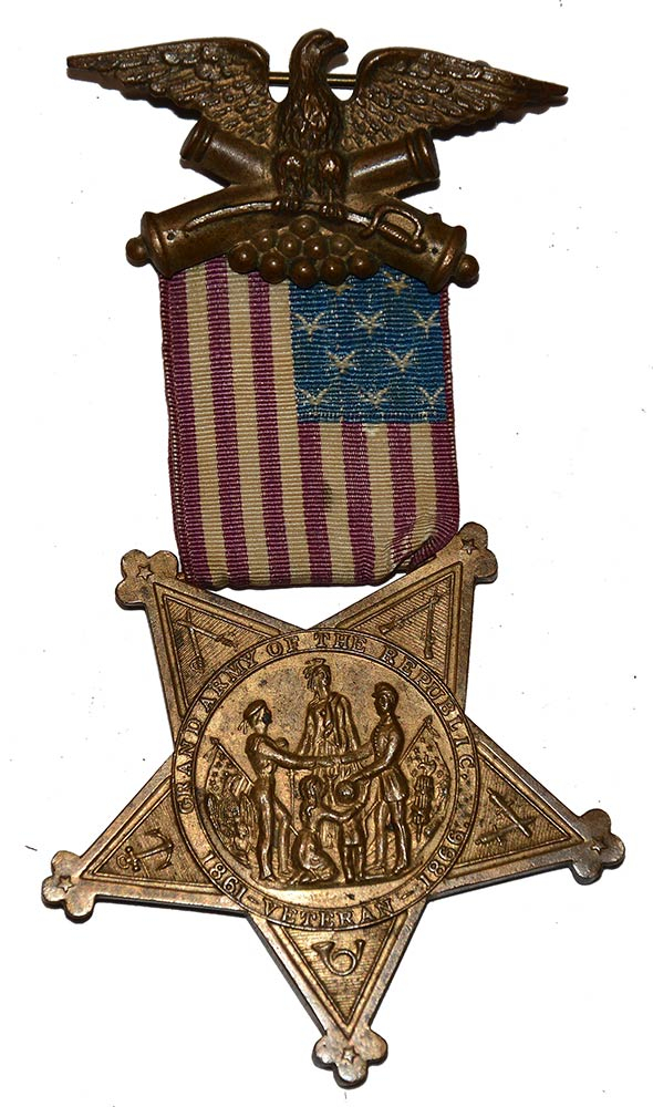 1st IOWA CAVALRY RIBBON AND GAR MEDAL GROUPING — Horse Soldier