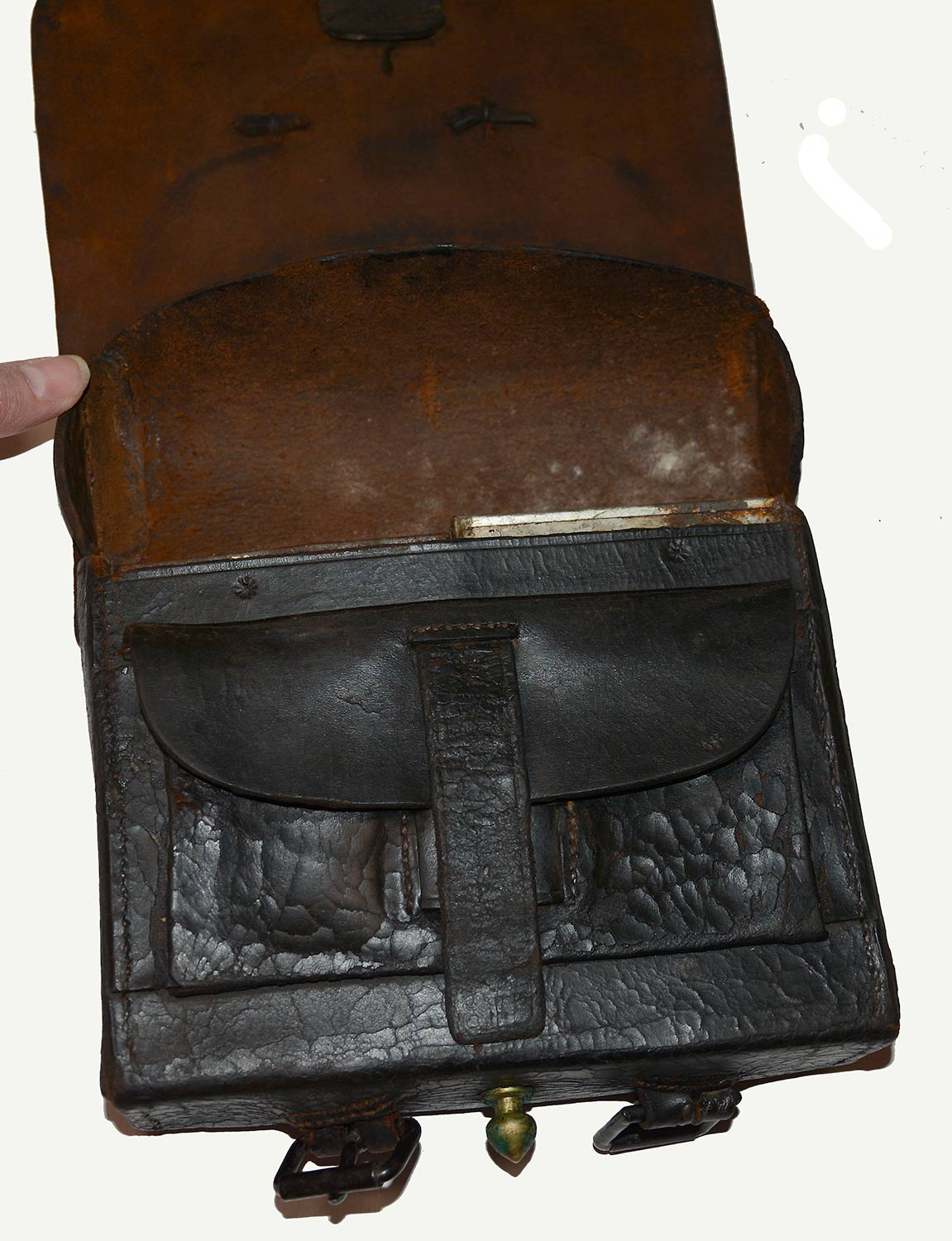 PATTERN 1861 CARTRIDGE BOX WITH BRASS PLATE AND FRONT FLAP STAMPED “US ...