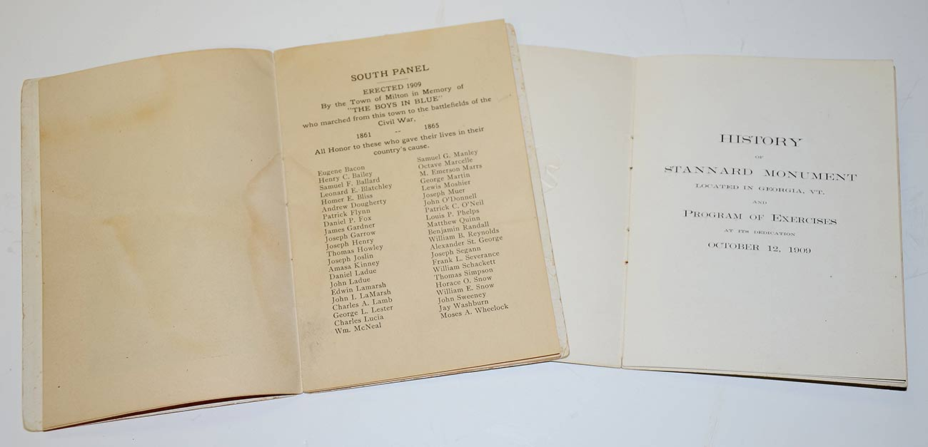 GROUP OF VERMONT DEDICATION PROGRAMS & TOWN VETERANS ROSTER — Horse Soldier