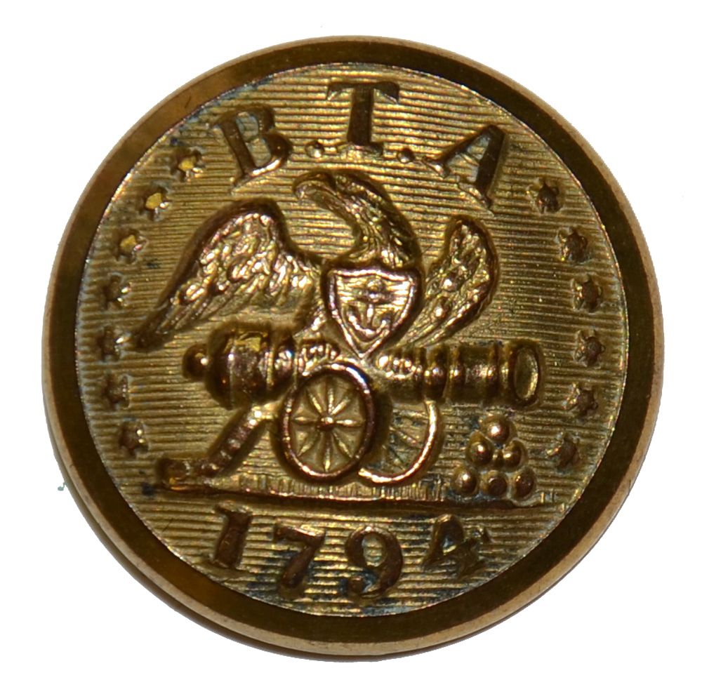 RHODE ISLAND, BRISTOL TRAIN OF ARTILLERY COAT BUTTON — Horse Soldier
