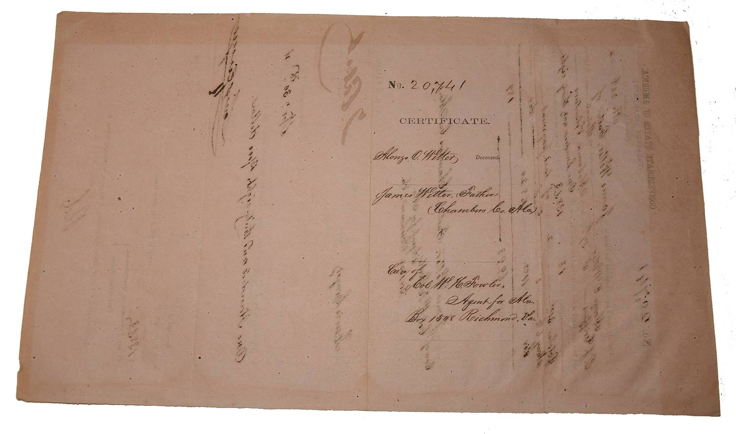 CONFEDERATE FINAL PAY DOCUMENT FOR 37TH ALABAMA SOLDIER WHO DIED IN ...