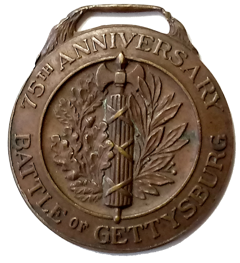75TH ANNIVERSARY OF GETTYSBURG SOUVENIR WATCH FOB — Horse Soldier