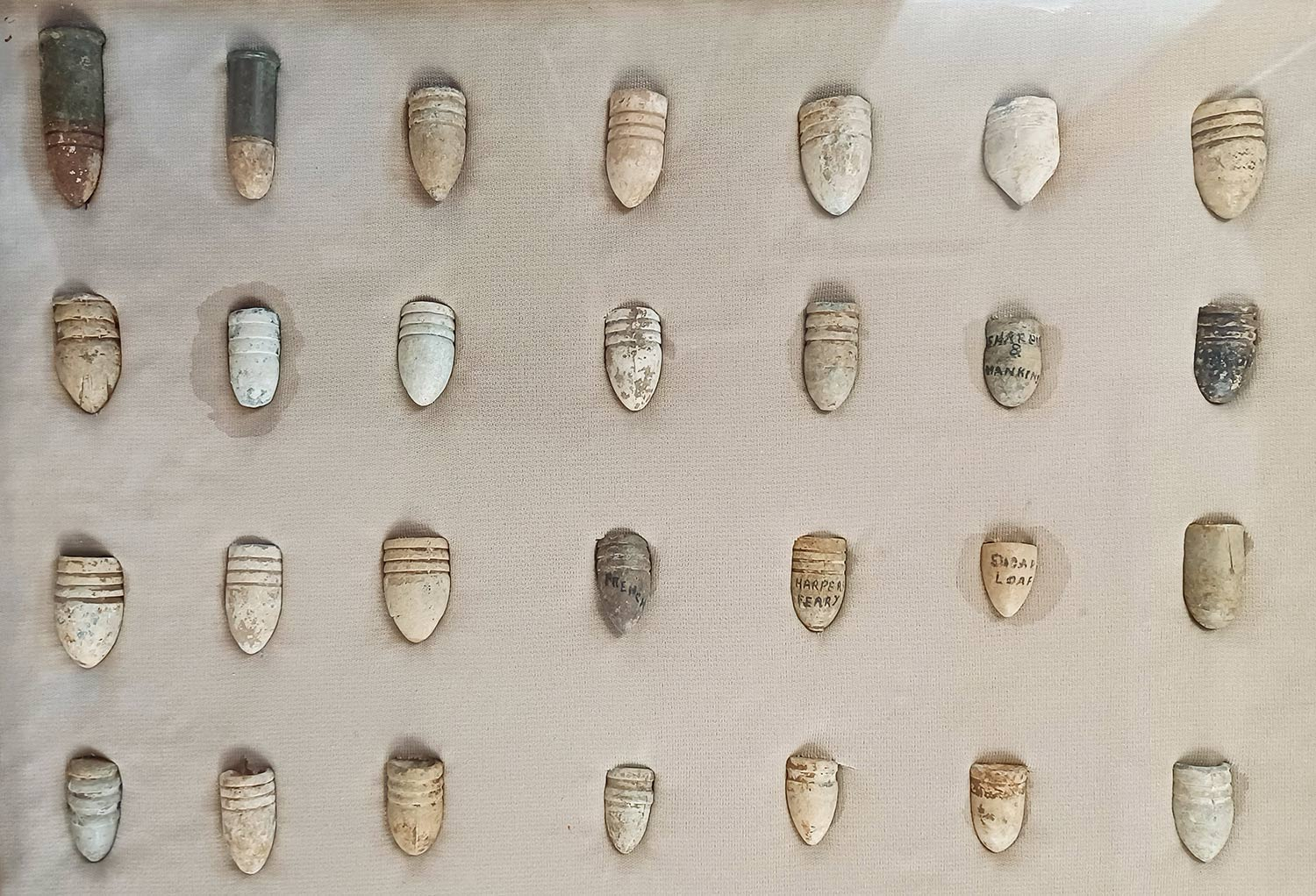 LARGE FRAMED BULLET COLLECTION FROM OLD COLLECTOR — Horse Soldier