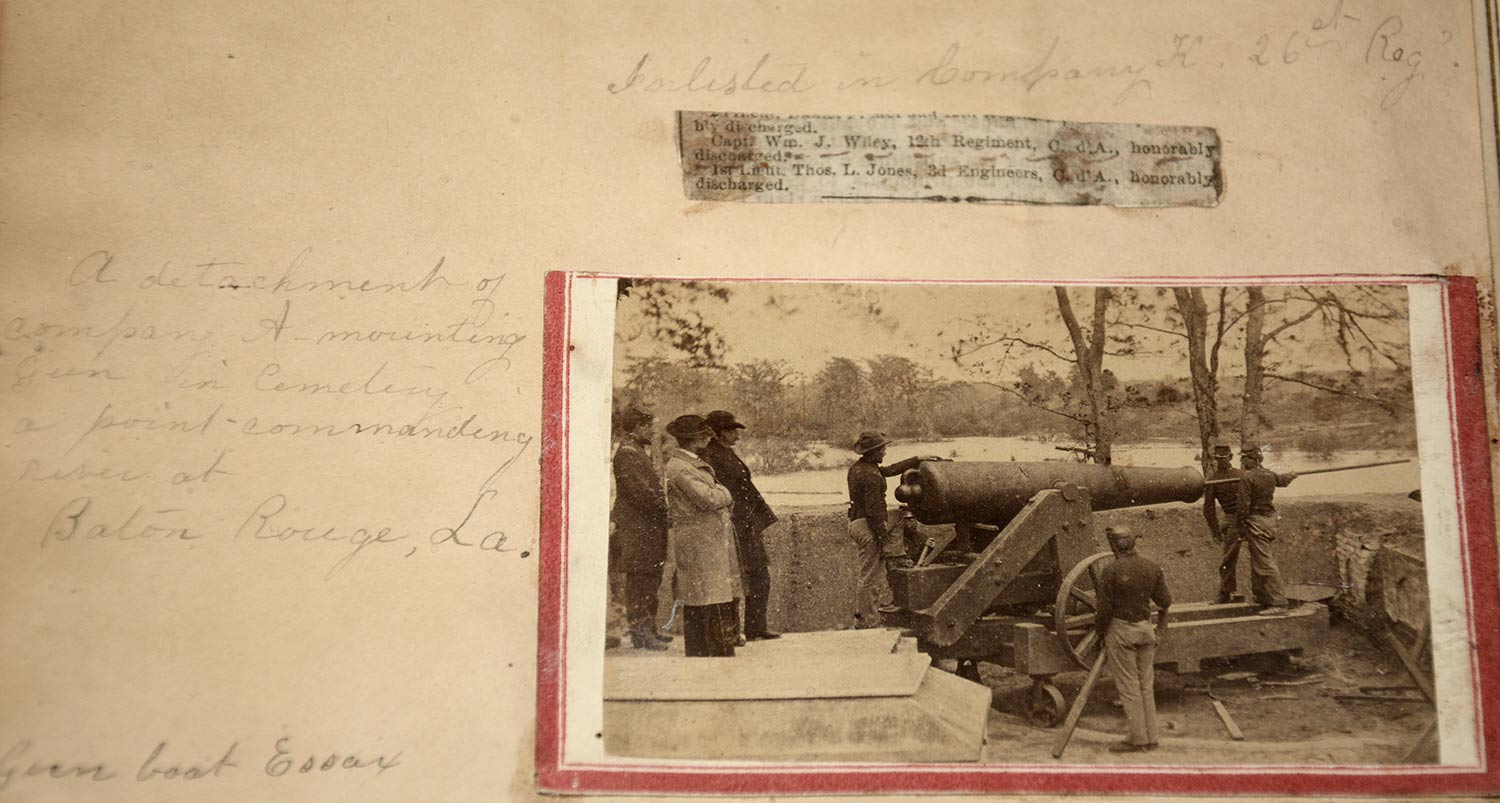 FRAMED SCRAPBOOK PAGE WITH 8 CDV SIZED IMAGES FROM 26TH MASSACHUSETTS ...