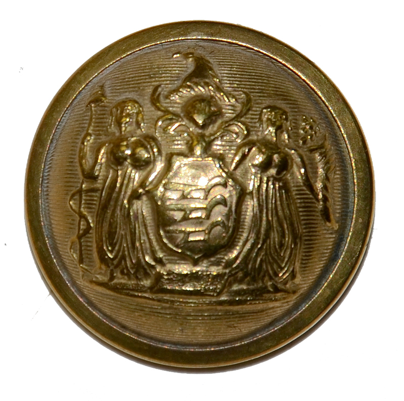 NEW JERSEY COAT SIZE STATE SEAL STAFF BUTTON, NJ7A — Horse Soldier