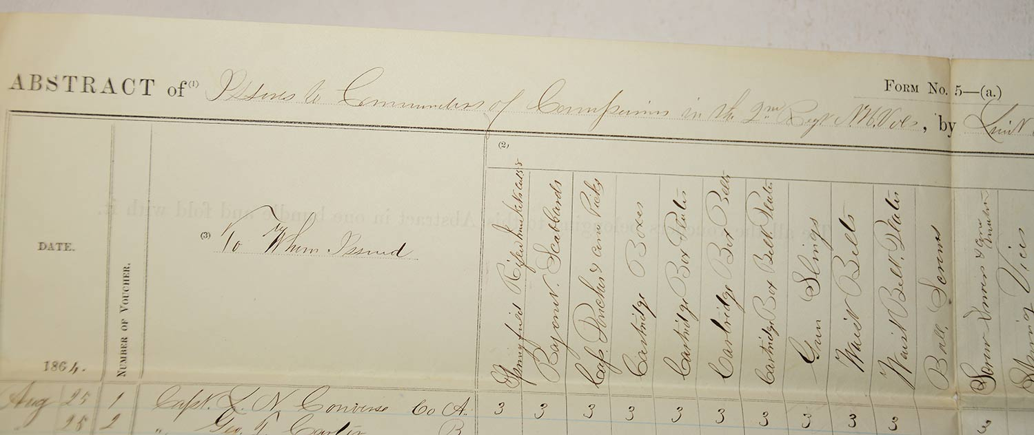 1864 ORDNANCE STORES ABSTRACT - 2ND NEW HAMPSHIRE INFANTRY — Horse Soldier