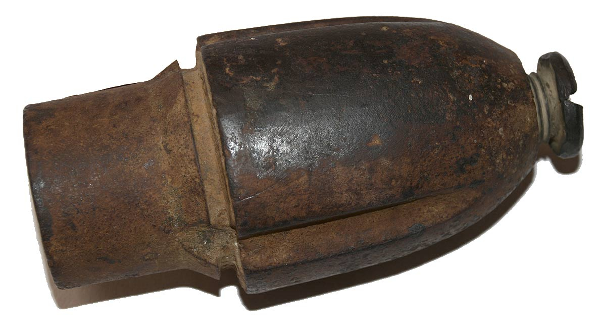 3” HOTCHKISS NOSE RECOVERED FROM GETTYSBURG, WITH OLD LABEL, FROM YORK ...