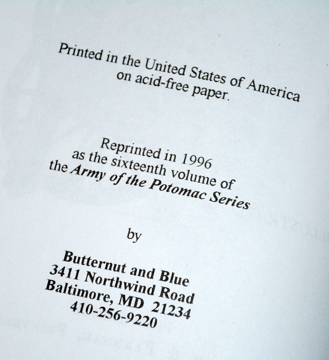 BUTTERNUT AND BLUE REPRINT COPY OF THE HISTORY OF BATTERY B, 1ST RHODE ...