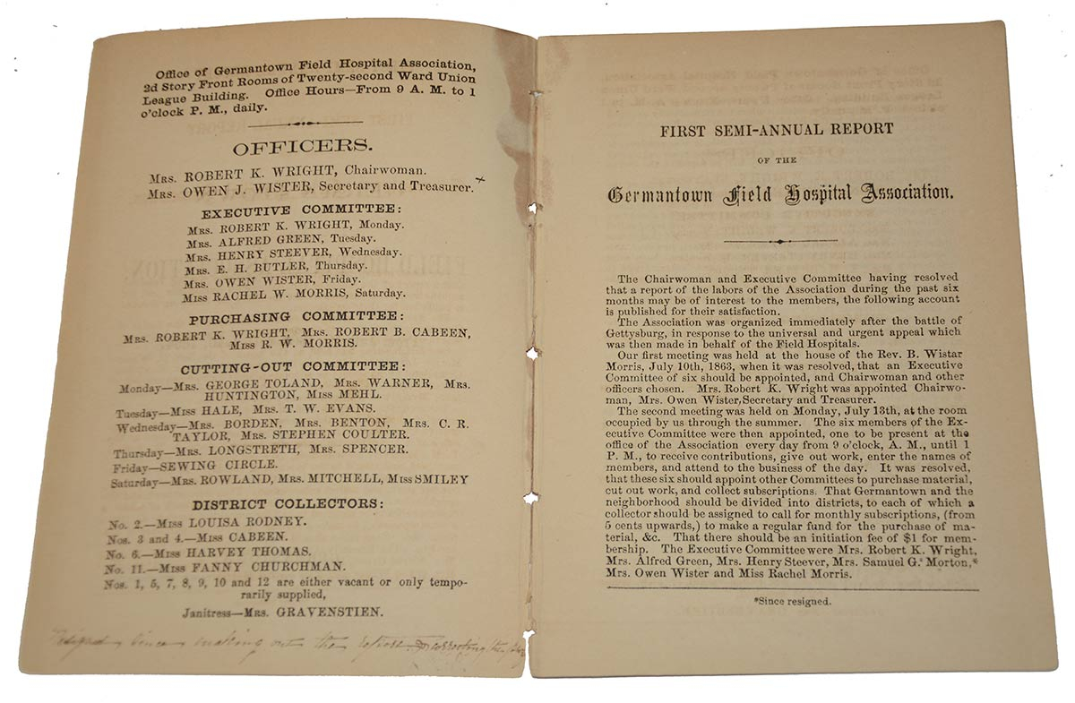 FIRST SEMI-ANNUAL REPORT OF THE GERMANTOWN FIELD HOSPITAL ASSOCIATION ...