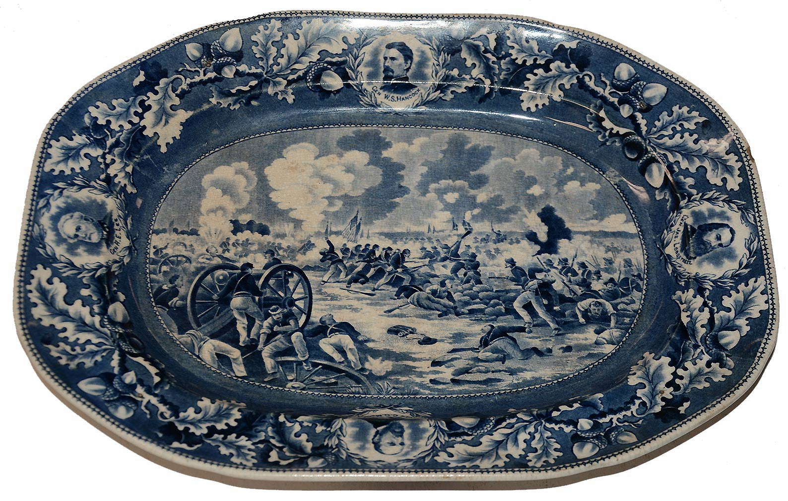 FANTASTIC BLUE TRANSFERWARE PLATTER DEPICTING PICKETT’S CHARGE AT ...