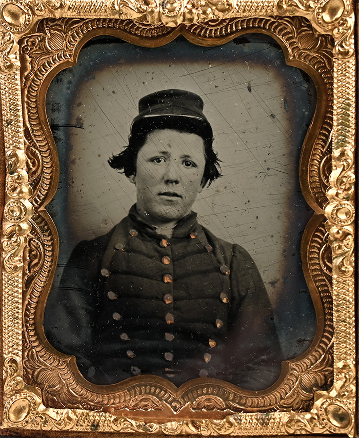 NINTH PLATE RUBY AMBROTYPE OF YOUNG SOLDIER, LIKELY CONFEDERATE — Horse ...