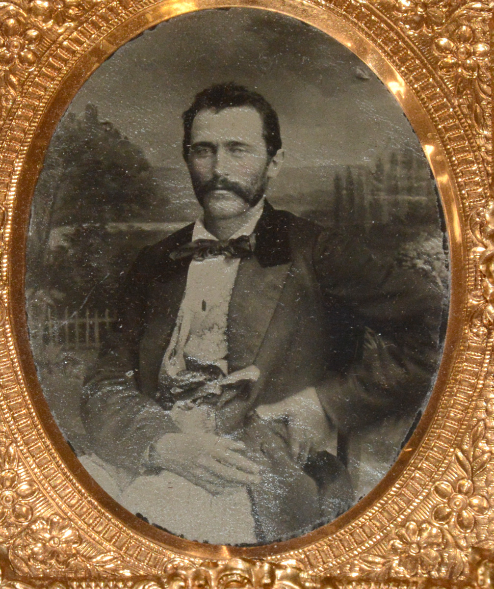 NINTH PLATE RUBY AMBROTYPE OF A MAN WITH A BELT KNIFE — Horse Soldier