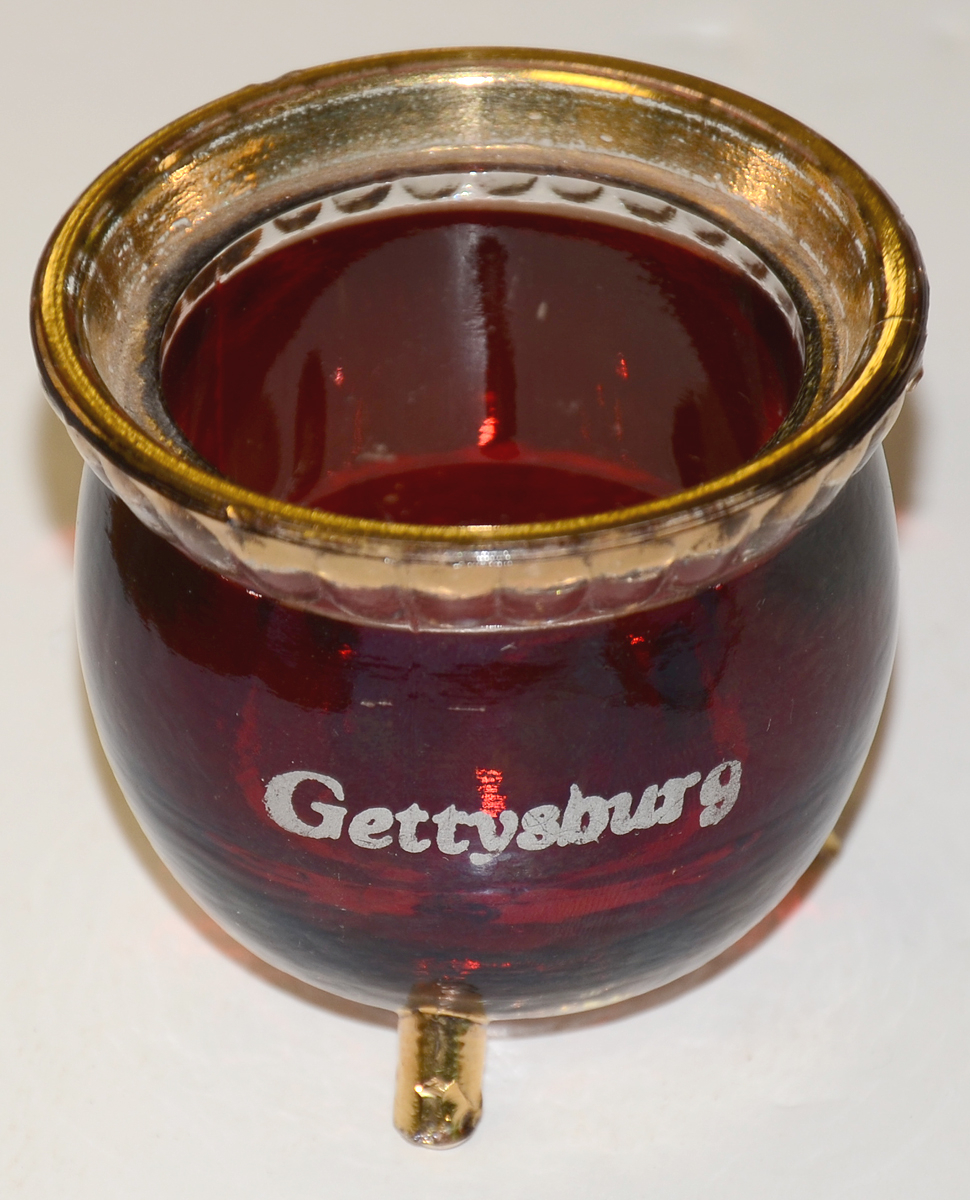 GETTYSBURG SOUVENIR RUBY FLASH GLASS CAULDRON POT — Horse Soldier
