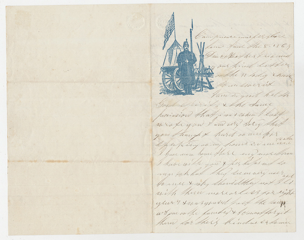 UNION SOLDIER LETTER - JOHN B. BUTLER [UNIDENTIFIED REGIMENT] — Horse ...