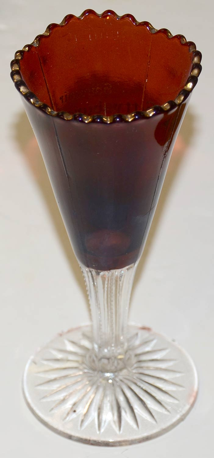 VINTAGE GETTYSBURG SOUVENIR RUBY FLASH GLASS VASE — Horse Soldier