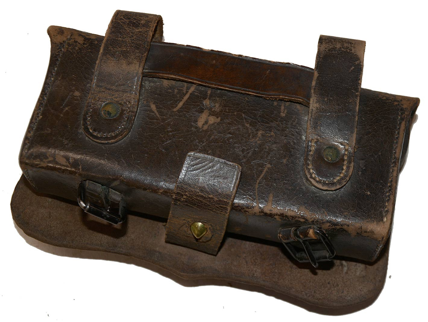CIVIL WAR CAVALRY CARBINE CARTRIDGE BOX WITH BRASS PLATE — Horse Soldier