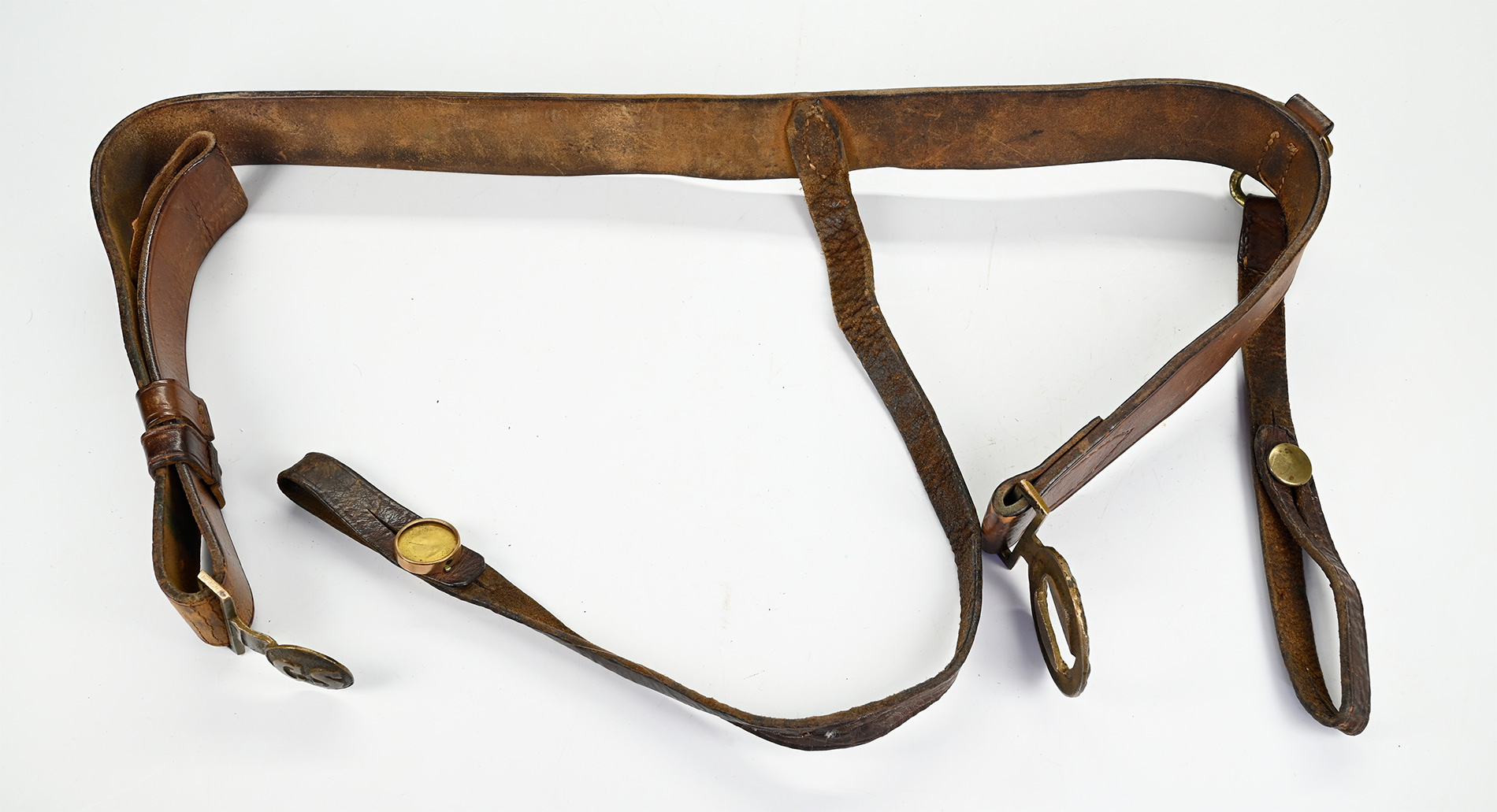 ORIGINAL CONFEDERATE TWO-PIECE CS BELT PLATE ON A REPRODUCTION SWORD ...