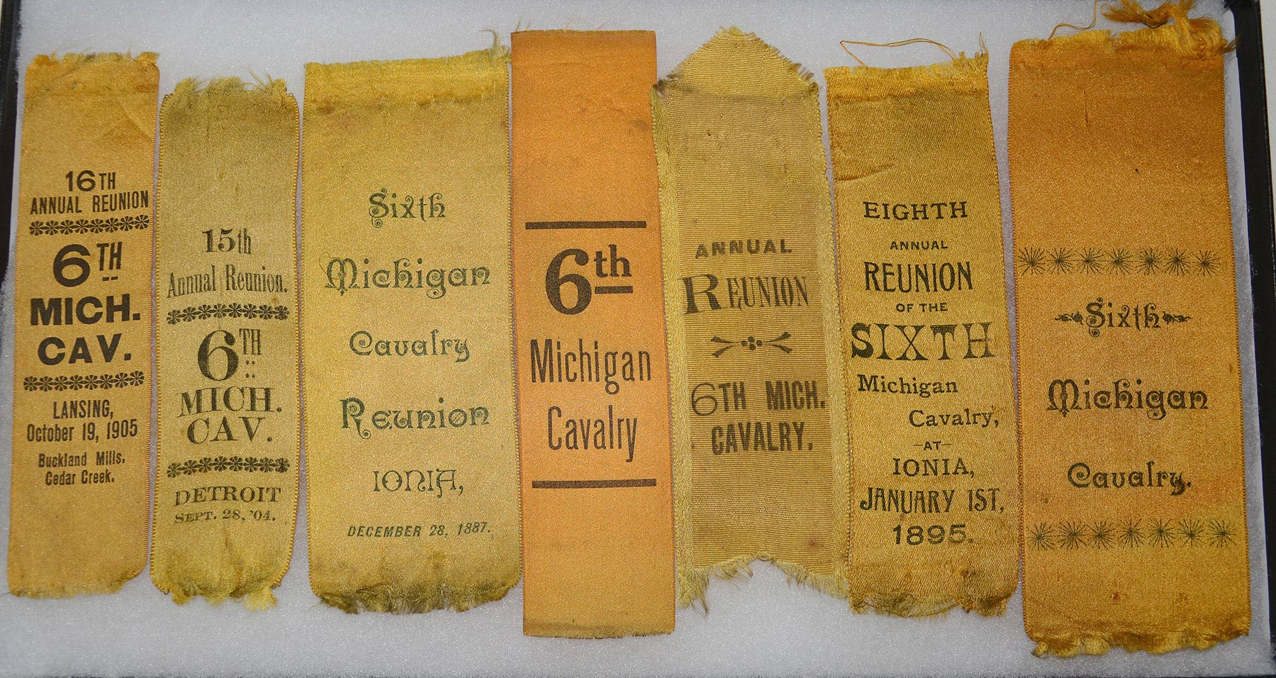 LOT OF 5th and 6th MICHIGAN CAVALRY REUNION RIBBONS — Horse Soldier