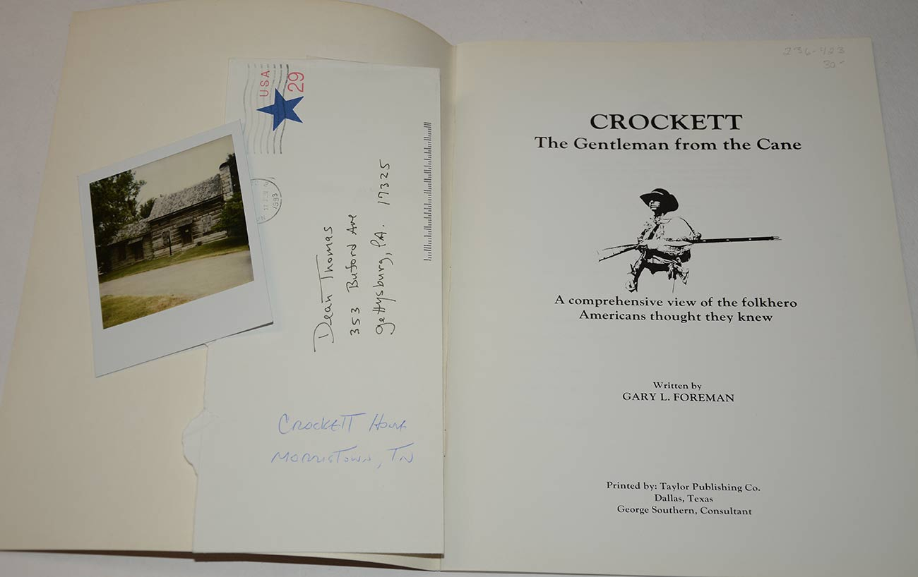 BOOKLET ON DAVY CROCKETT FROM THE LIBRARY OF THE LATE DEAN S. THOMAS ...