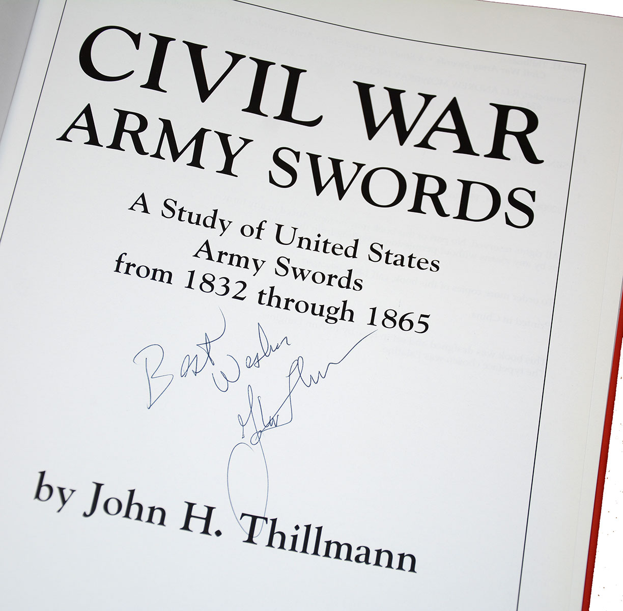 SIGNED COPY OF “CIVIL WAR ARMY SWORDS” BY JOHN H. THILLMANN — Horse Soldier