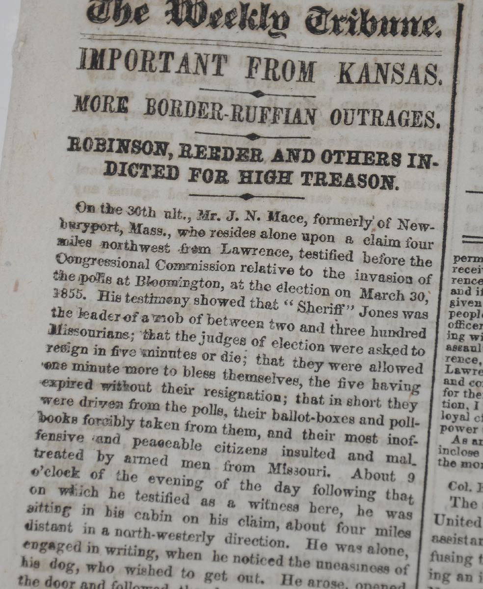 NEW YORK HERALD TRIBUNE—May 17, 1856. [BLEEDING KANSAS!] — Horse Soldier