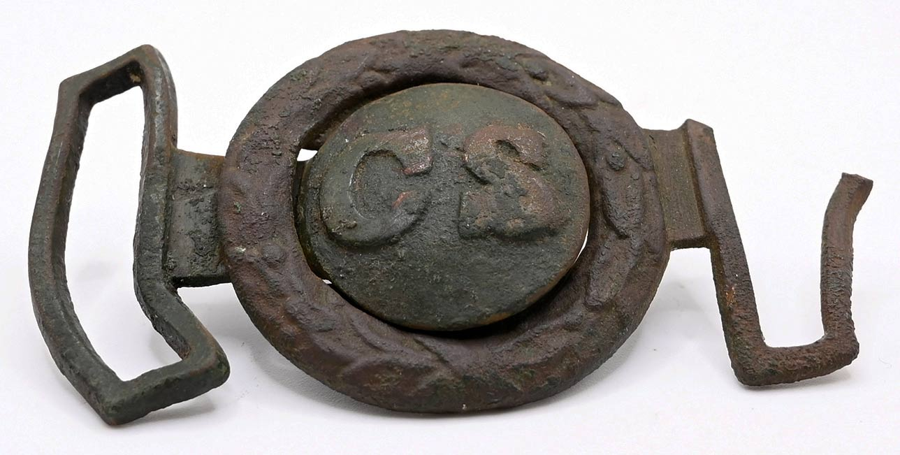 CONFEDERATE TWO-PIECE CS BELT PLATE FROM CULPEPER, VA — Horse Soldier