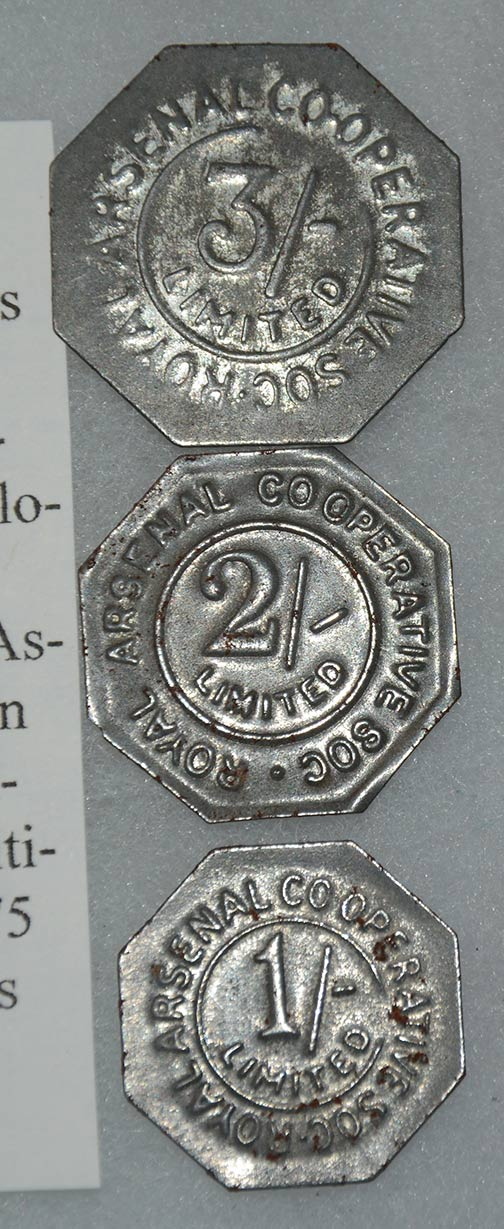 COLLECTION OF ROYAL ARSENAL CO-OP TOKENS — Horse Soldier