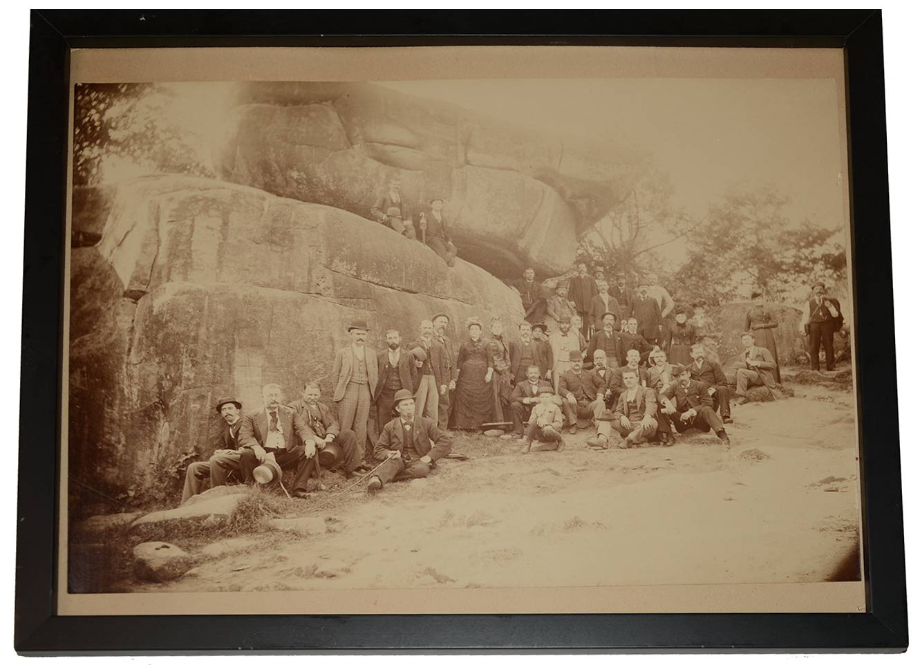 FRAMED 1890’S ALBUMEN PHOTOGRAPH OF TOUR GROUP IN DEVIL’S DEN AT ...